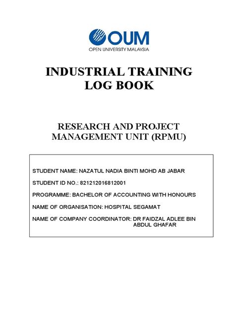 Industrial Training Log Book Pdf Business