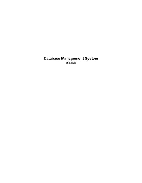 Cs403 Handouts Database Management System Cs403 Database