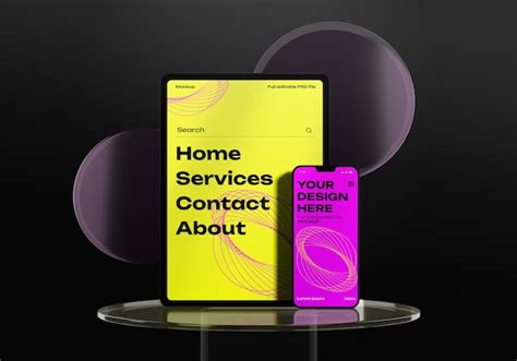 Premium Psd Digital Device Mockup On A Podium