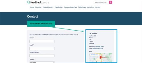 Editing Contact Information Feedback Centre Knowledge Base