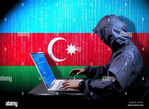 anonymous hooded hacker flag of azerbaijan binary code cyber attack