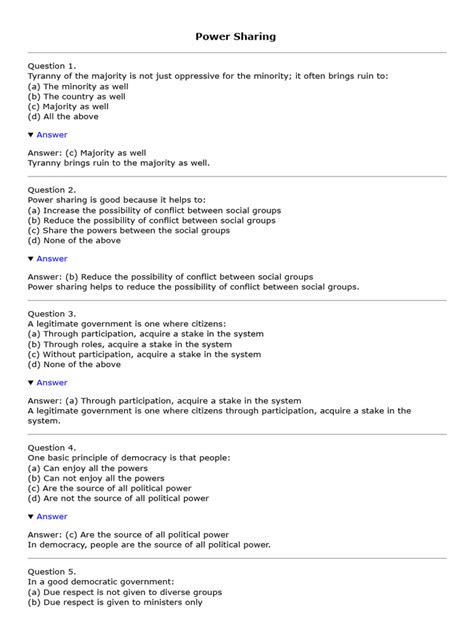 Std 10 Cbse Sst Dp Ch 1 Mcqs Pdf Sri Lanka Democracy