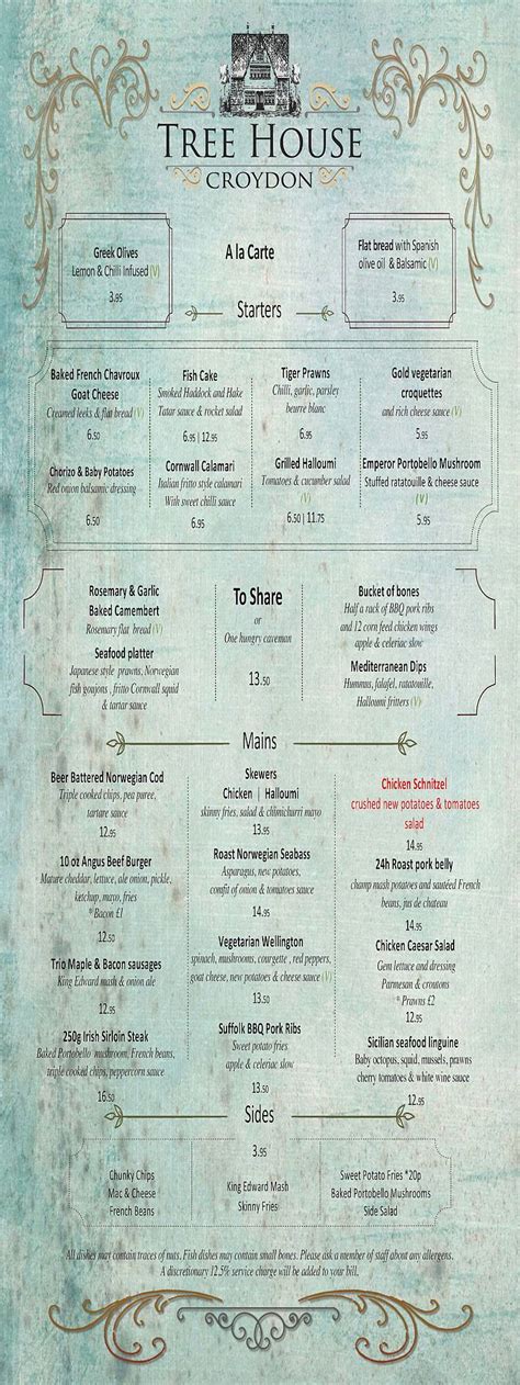 Menu At The Tree House Pub Bar Croydon S End