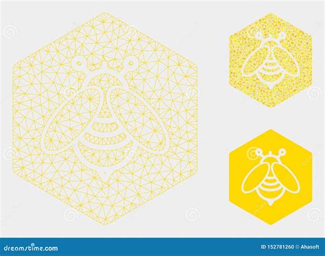 Honey Vector Mesh Carcass Model And Triangle Mosaic Icon Stock Vector Illustration Of Carcass