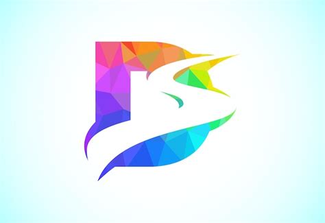 백스페이스 S 또는 경로 로고 디자인 벡터 템플릿이 있는 문자 D 낮은 폴리 스타일 그래픽 알파벳 기호 프리미엄 벡터