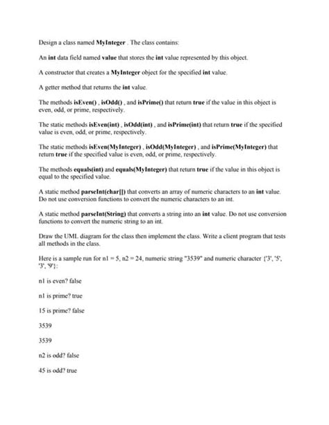 Design A Class Named Myinteger The Class Contains An Int Data Fieldpdf