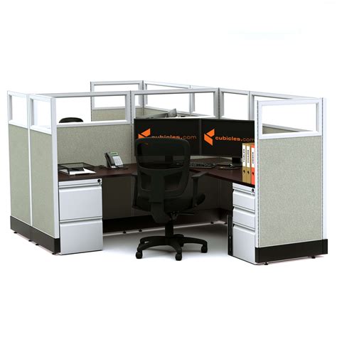 Glass Office Cubicles 53h 2pack Cluster Powered By