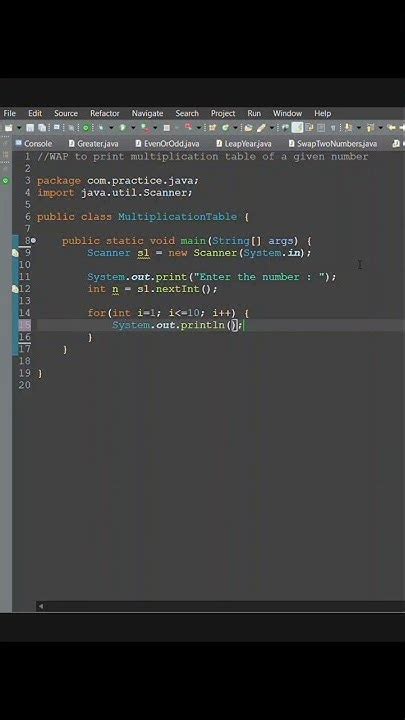 Program To Print Multiplication Table Of Given Number In Java User Input Youtube