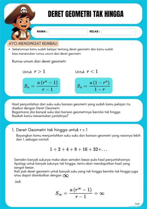 Deret Geometri Tak Hingga Lembar Kerja Interaktif Topworksheets