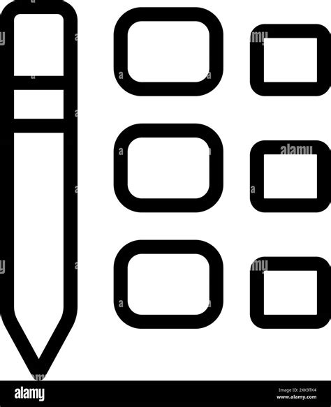 Line Art Icon Of A Pencil Taking Notes On A Checklist Completing Tasks And Ticking Off Boxes