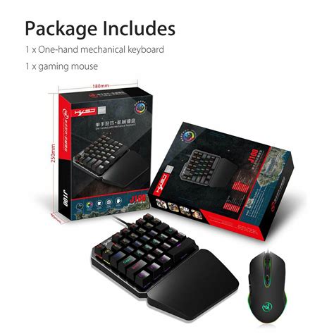 Mini Led Ergonomic Single Hand Game Keyboard Mou Vicedeal