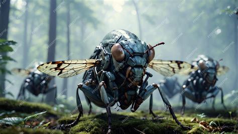 Premium Ai Image Mutant Hybrid Insects In A Misty Forestaigenerated