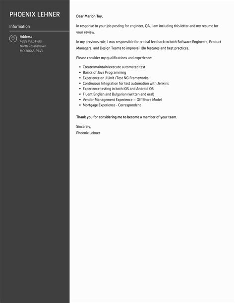 Engineer QA Cover Letter Velvet Jobs Engineer QA Cover Letter Velvet Jobs