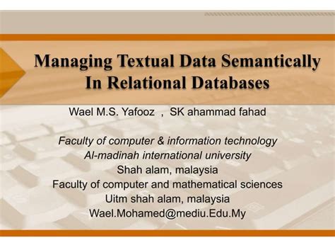 Managing Textual Data Semantically In Relational Databases By Wael