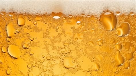 Close Up Of Light Beer With Bubbles And Foamy Background Against A
