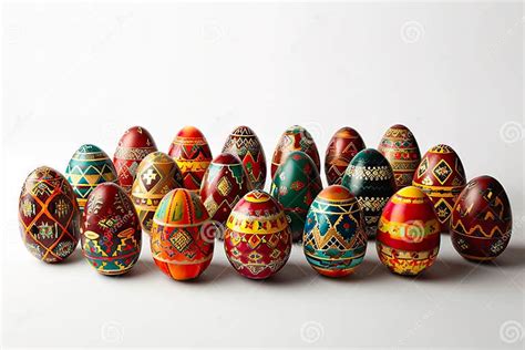 Easter Eggs Decorated By Hand With Precise Designs Stock Illustration Illustration Of White
