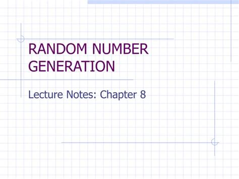 Random Number Generation Ppt