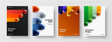 생생한 회사 Id 디자인 벡터 개념 세트 최소 3d 구 전단지 레이아웃 번들 A4 용지에 대한 스톡 벡터 아트 및 기타 이미지 A4 용지 개념 개체 그룹 Istock