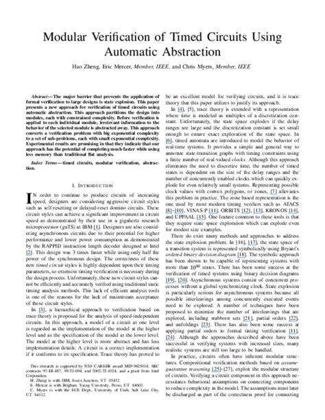 Pdf Modular Verification Of Timed Circuits Using Automatic Abstraction