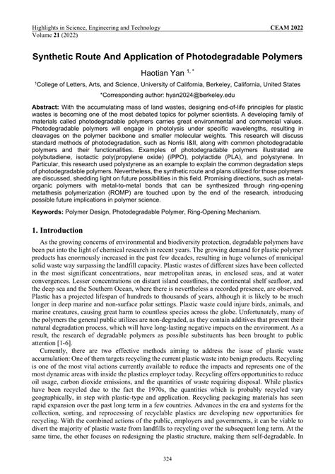 Pdf Synthetic Route And Application Of Photodegradable Polymers