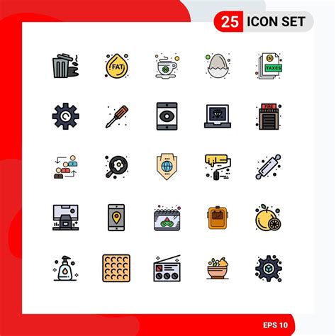 Pictogram Set Of 25 Simple Filled Line Flat Colors Of File Action Cup Nature Easter Editable