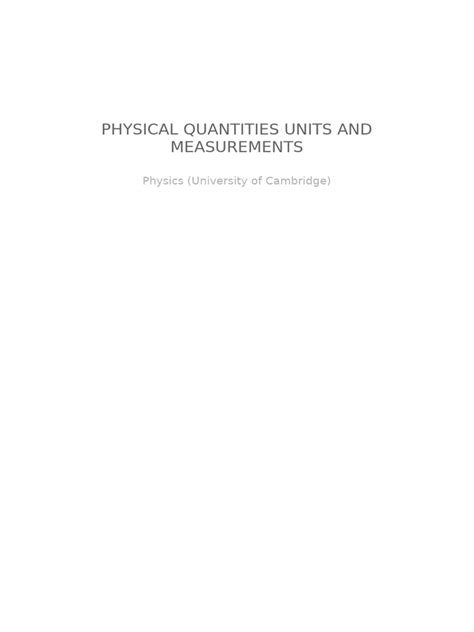 Physical Quantities Units And Measurements Pdf Pressure Force