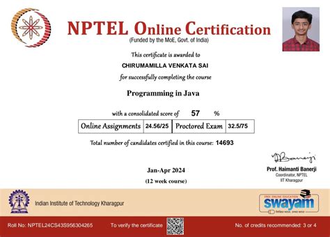 Finished Java Programming Certification Chirumamilla Venkata Sai