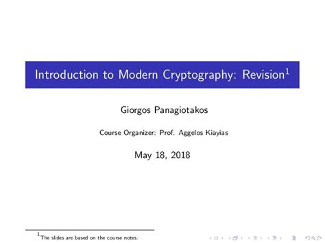 Pdf Introduction To Modern Cryptography Revision1the Slides