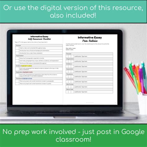 Informative Essay Writing Editable Rubrics Print And Digital Classful