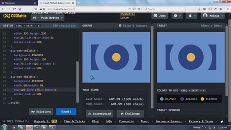 Coding Cssbattle 3 Push Button Youtube