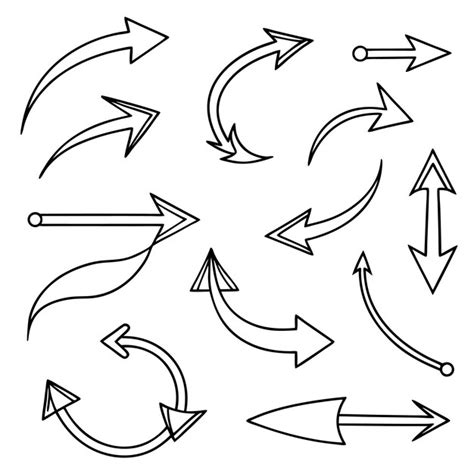 Direction Set Icon Arrow Hand Draw Lineart Premium Ai Generated Vector