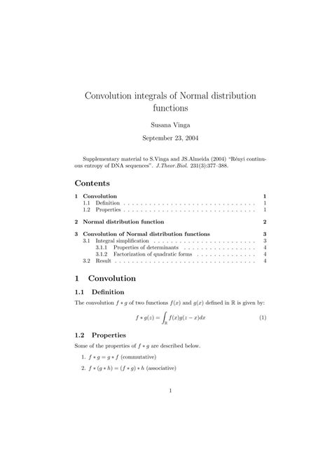 Convolution Integrals Of Normal Distribution Functions