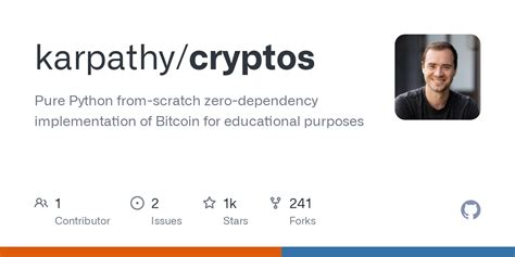Github Karpathycryptos Pure Python From Scratch Zero Dependency Implementation Of Bitcoin
