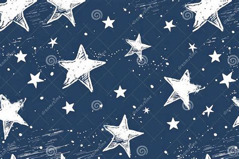 A Seamless Pattern Of White Stars On A Navy Blue Background A Cute And