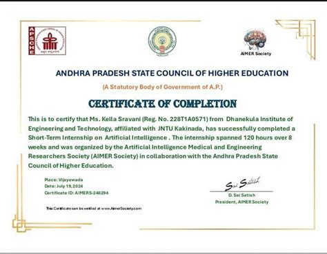 Finished My Ai Internship In Ai Sravani Kella Posted On The Topic