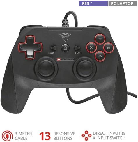 Trust Gxt 540 Yula Wired Gamepad For Pc And Ps3 13 Buttons Vibration Feedback Usb Power