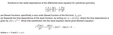 Solved Solutions To The Radial Dependence Of The Chegg