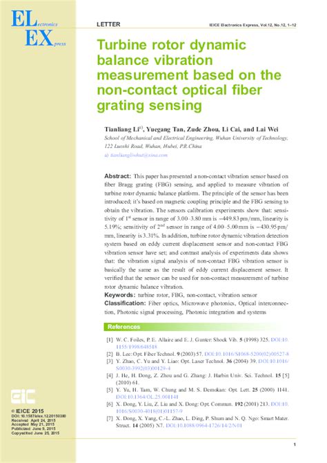 Pdf Turbine Rotor Dynamic Balance Vibration Measurement Based On The