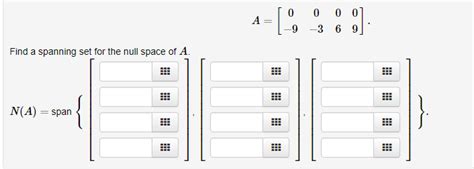 Solved Find A Spanning Set For The Null Space Of Chegg Com