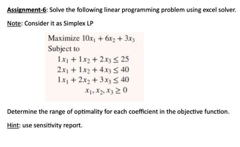 Solved Assignment Solve The Following Linear Programming Chegg