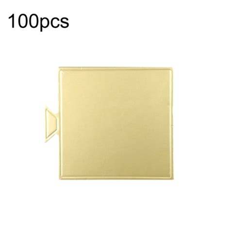 100개세트 84x90mm 정사각형 골든 종이 접시 디저트 보드 베이스 무스 매트 케이크 판지 페이스트리 디스플레이 트레이