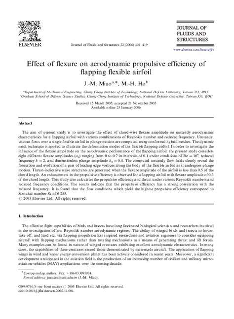 Pdf Effect Of Flexure On Aerodynamic Propulsive Efficiency Of Flapping Flexible Airfoil Jr
