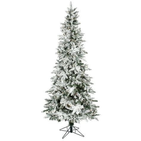 Vickerman 12 Flocked Utica Fir Slim Artificial Christmas Tree Clear