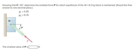 Solved Knowing That 0 40° Determine The Smallest Force P