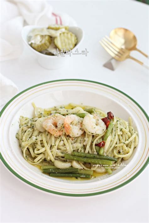 바질파스타 만들기 마늘쫑 바질 오일파스타 만드는 법 바질페스토 요리 네이버 블로그