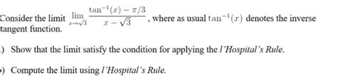 Solved Consider The Limit Lim Tangent Function Tan X