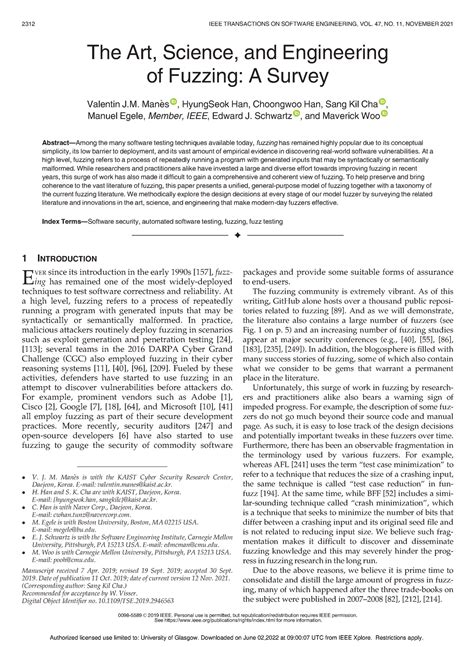 The Art Science And Engineering Of Fuzzing A Survey The Art Science
