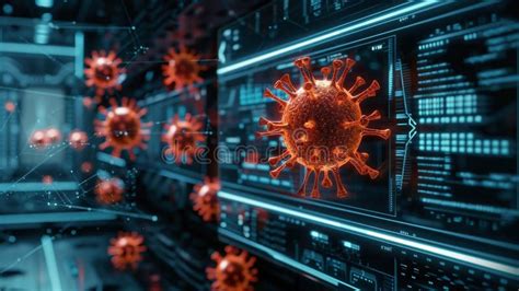 Virus Attack Visualized As A 3d Model Attacking A Computer System Stock Image Image Of Data
