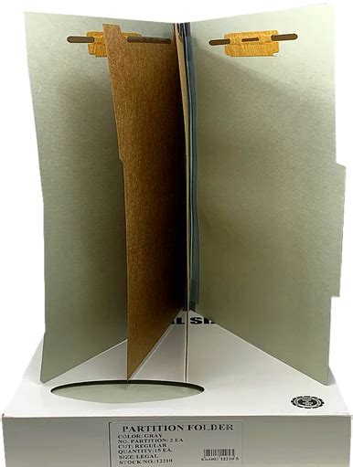 Partition Folder Legal 2 Division 6 Fasteners Gray 15 Box