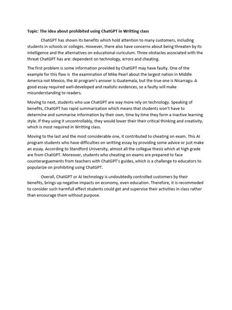 The Idea About Prohibited Using Chatgpt In Writting Class Pdf